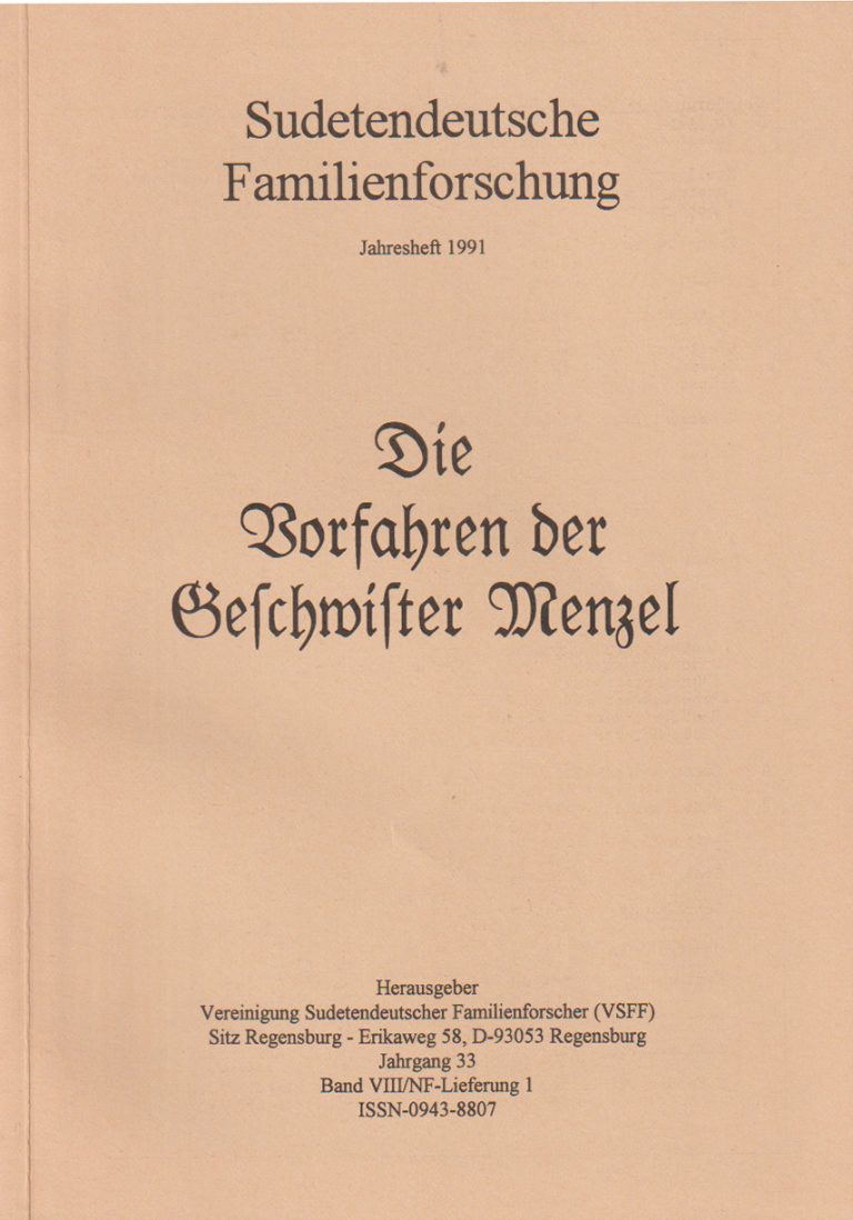 Sudetendeutsche Familienforschung - Jahresheft 1991 - Die Vorfahren der ...